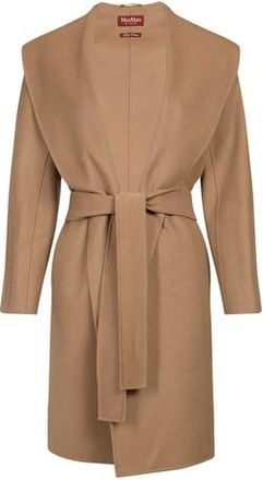 Max Mara Manteau &agrave; col ch&acirc;le ceintur&eacute; en laine m&eacute;lang&eacute;e