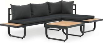 vidaXL Vidaxl - Canap&eacute; dangle de jardin &agrave; 2 places avec coussins Aluminium wpc