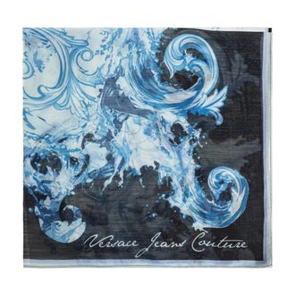 Versace Jeans Couture Femme, Accessoires, Bleu, Taille: ONE Size Foulard Imprim&eacute; Baroque