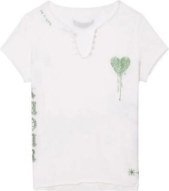 Zadig&Voltaire Femme, Tops, Blanc, Taille: 40 FR Tunisien Multi Heart T-shirt