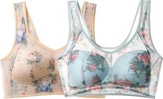 Generic Dentelle forte force de soutien pour femme, bretelles r&eacute;glables, couverture compl&egrave;te, soutien-gorge confortable sans armature, soutien-gorge sans arma