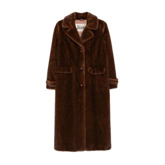 Herno Brauner Kunstpelzknopfmantel - - Coats - Damen - Braun - XL