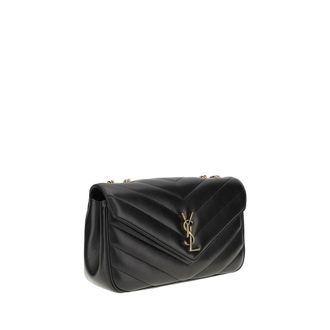 Saint Laurent Womens Black Calf Leather Bos Taurus Shoulder Bag