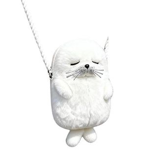 Generic Joli sac &agrave; main en peluche phoque, sac &agrave; bandouli&egrave;re en fourrure douce, pour femme et fille, blanc 2, 30.0*18.0*5.0
