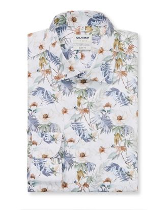 Olymp Level Five, Body Fit, Stretch-Hemd mit floralem Print und Kentkragen in