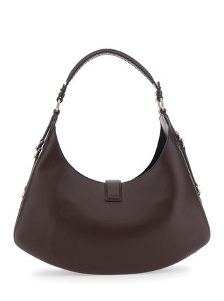 Ganni Womens Shoulder Bag Kat Piccola Brown Leather