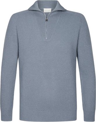 Profuomo Homme, Pulls, Bleu, Taille: L Pull à Demi-Zip Bleu