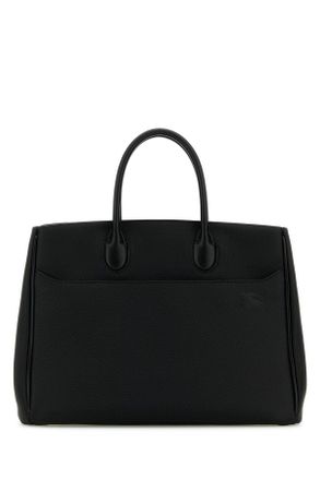 Burberry Pebbled Calf Leather Top Handle Bag - Black
