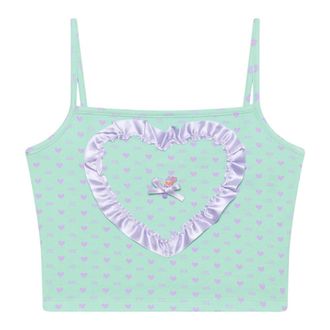 GCDS Gcds - Polly Pocket All Over Slim Top - Femme - Tops - Vert - Taille: 42 FR