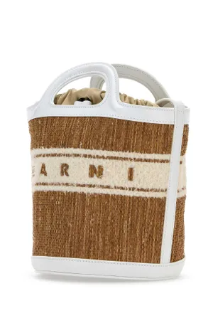 Marni Womens Two-Tone Raffia And Leather Tropicalia Bucket Bag Ecruwhite Borse A Secchiello