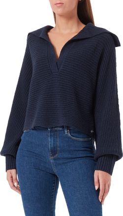 Tom Tailor Damen Strickpullover mit Kragen 1033052, 10668 - Sky Captain Blue, L