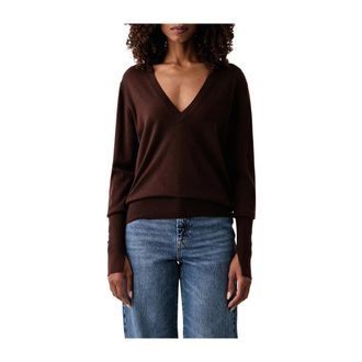 Patrizia Pepe Strickpullover mit V-Ausschnitt - - Knitwear - Damen - Braun - S