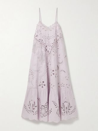 Sea New York Iyla Midikleid Aus Baumwolle Mit Lochstickerei - Lila