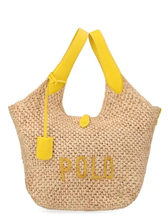 Polo Ralph Lauren Womens Polo Play Tote Bag Yellow Raffia Handbags Hand