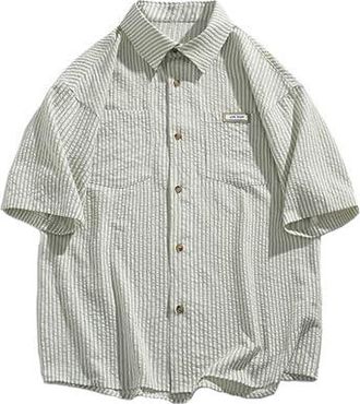 Generic Chemise ray&eacute;e pour Homme - Grande Taille D&eacute;contract&eacute;e d&eacute;t&eacute; d&eacute;contract&eacute;e de Loisirs hawa&iuml;enne Respirante Sport l&eacute;g&egrave;re