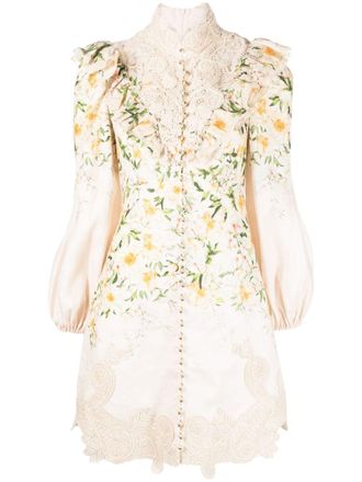 Zimmermann robe courte Coaster &agrave; fleurs - Tons neutres