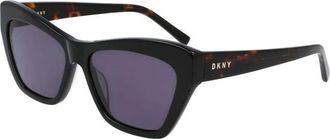 DKNY Dkny, Femme, Accessoires, Noir, Taille: ONE Size Lunettes de soleil &agrave; monture rectangulaire en ac&eacute;tate
