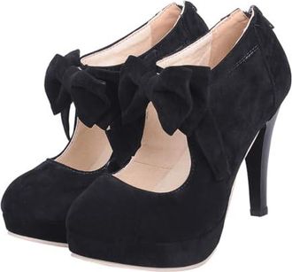 Yarnow Chaussures &agrave; Talons Hauts Femme, Sandales De Printemps &Eacute;l&eacute;gantes, Cuir Su&eacute;d&eacute; Noir, Noeud D&eacute;coratif, Pointure 41, Soir&eacute;e Et Sortie Estivale