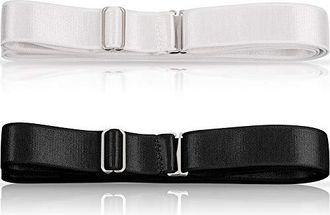 Satinior 2 Pièces Ceinture de Support de Chemise Élastique Shirt Holder Réglable pour Sous-Vêtements (Noir, Blanc)
