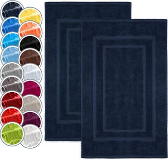 NatureMark 2er Pack Badvorleger | Premium Qualität | 100% Baumwolle | 50 x 80 cm | Duschvorleger Duschmatte Doppelpack | Farbe: Navy blau