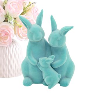 Generico Pl&uuml;schhase - Hasenfamilienfiguren f&uuml;r Ostern - Tisch aus Kaninchen mit Flusen zur Dekoration, f&uuml;r Zuhause, Fr&uuml;hling, Partys, Innenbereich, Bauernhof