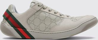 Gucci Screener Leder-Sneakers mit GG-Monogramm und Web-Detail