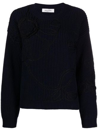 Valentino Garavani pull à broderies - Bleu
