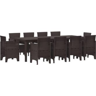 vidaXL Garten Essgruppe 11 pcs Braun Polt Rattan Vidaxl