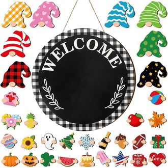 Generico Auswechselbares Willkommensschild - austauschbare -Dekoration aus Holz - Weihnachtsdekoration f&uuml;r Zuhause, K&uuml;che, Wand, Winter, Herbst, Glaube