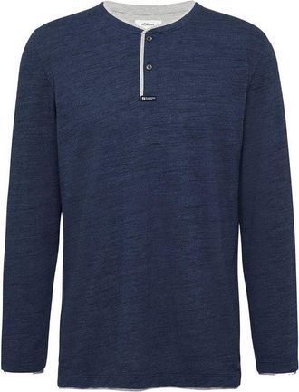 s.Oliver Langarmshirt T-Shirt Meliertes Piqu&eacute;-Henleyshirt mit Kontrast-Details