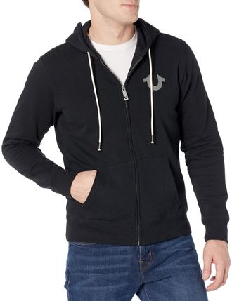 True Religion Herren Logo Buddha Zip Hoody, Schwarz, Large