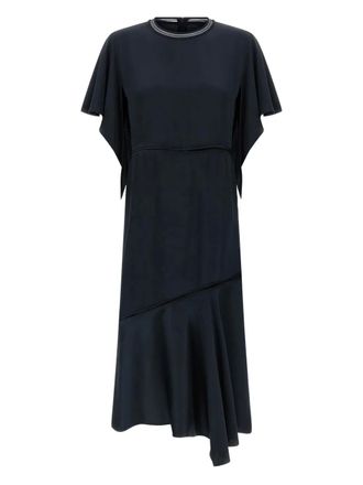 Fabiana Filippi robe mi-longue asym&eacute;trique &agrave; volants - Bleu