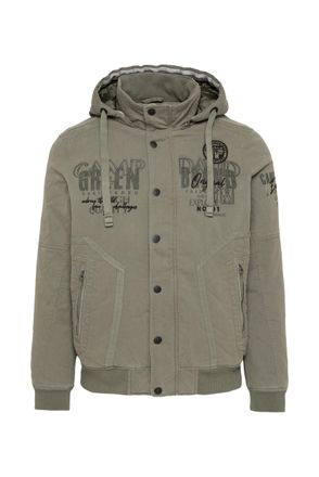 Camp David Herren Wattierter Blouson mit Kapuze und Artworks Vintage Khaki, Xxxl