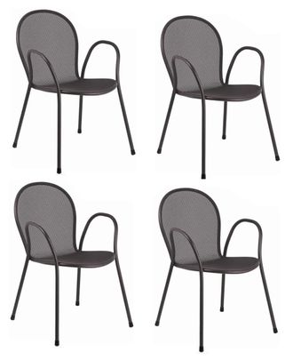 Emu 4 St&uuml;ck - Stuhl mit Armlehnen Ronda Art. 116 Farbe antik grau - f&uuml;r den Au&szlig;enbereich - Made in Italy