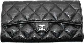 Chanel Portefeuille long Matelass&eacute; doccasion (bi-pli) - Femme - Pre-owned - Noir - Taille: ONE Size