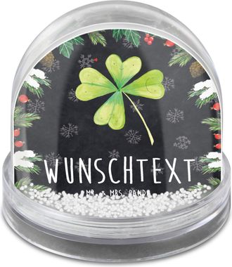 Mr. & Mrs. Panda Personalisierte Schneekugel Blume Kleeblatt - Geschenke, Personalisierbare, Schüttelkugel, Glücksbringer, Glück, Motivation, Garten, Neuer Job, Selbst