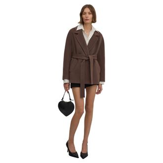 Estro & Luminara Kurzer zweireihiger Wollmantel - - Coats - Damen - Braun - M