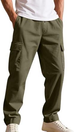 Generic Pantalon cargo pour homme - Coupe droite - Coupe droite - Pantalon de travail - Pantalon chino d&eacute;contract&eacute; stretch - Pantalon de randonn&eacute;e - Taille &eacute;l