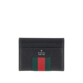 Gucci Leather cardholder with Web intarsia Man One Size