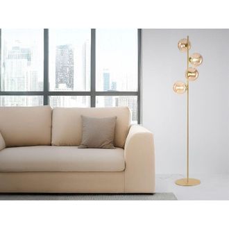 Fan Europe Ausgefallene Stehlampe HONEY Gold - Glaskugeln Bernstein H&ouml;he 160cm
