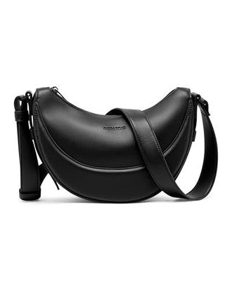 Expatri&eacute; Sac &agrave; &Eacute;paule Femmes Noir - Livia - Half Moon Bag en Cuir Vegan - Sac &agrave; Main avec Bandouli&egrave;re au Design Demi-lune - Hydrofuge