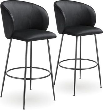 TecTake TecTake Lot de 2 Tabouret Bar Aspect Velours Chaise de Bar avec Repose-Pieds Chaise Haute Cuisine pour &icirc;lot Central H106cm Rembourr&eacute;e avec Dossier Tab