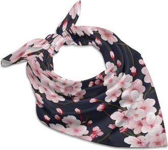 Generic Écharpe carrée en soie légère avec fleurs japonaises et fleurs de cerisier pour cheveux, foulard respirant, cadeau pour homme et femme, multicolore, 4