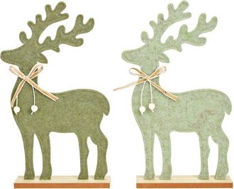 Matches 21 Hirsch Deko-Aufsteller Set aus Filz als Weihnachtsdekoration f&uuml;r Innen - Filzhirsch mit Holzsockel, Sch&ouml;ne Weihnachtsdeko im skandinavischen Stil, 31 