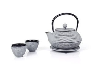 Echtwerk Service &agrave; th&eacute; en fonte, th&eacute;i&egrave;re 0,8 L avec passoire amovible, th&eacute;i&egrave;re avec soucoupe, set de th&eacute;i&egrave;res au design vintage pour la pr&eacute;paration de th&eacute; en v