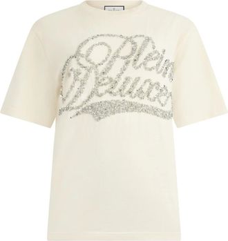 Philipp Plein Femme, Tops, Beige, Taille: 36 FR T-Shirt Fit Signature