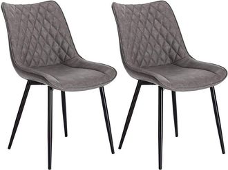 Woltu Lot de 2 Chaises de salle à manger en Similicuir - 46x40, 5x85, 5cm - Pieds en métal - Charge max 100 kg - Gris Foncé - Woltu
