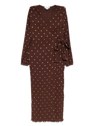 Never Fully Dressed robe portefeuille Plisse - Marron