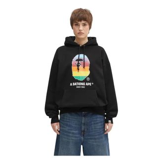 A Bathing Ape Crystal Ape Head Oversized Pullover - - Sweatshirts & Hoodies - Damen - Schwarzk - XS