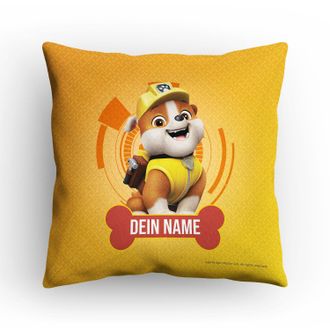 Picanova Paw Patrol Kissen personalisiert - Premium Dekokissen mit Namen f&uuml;r Jungen und M&auml;dchen - kuschelig weich und hochwertig verarbeitet - Rubble 30x30 cm